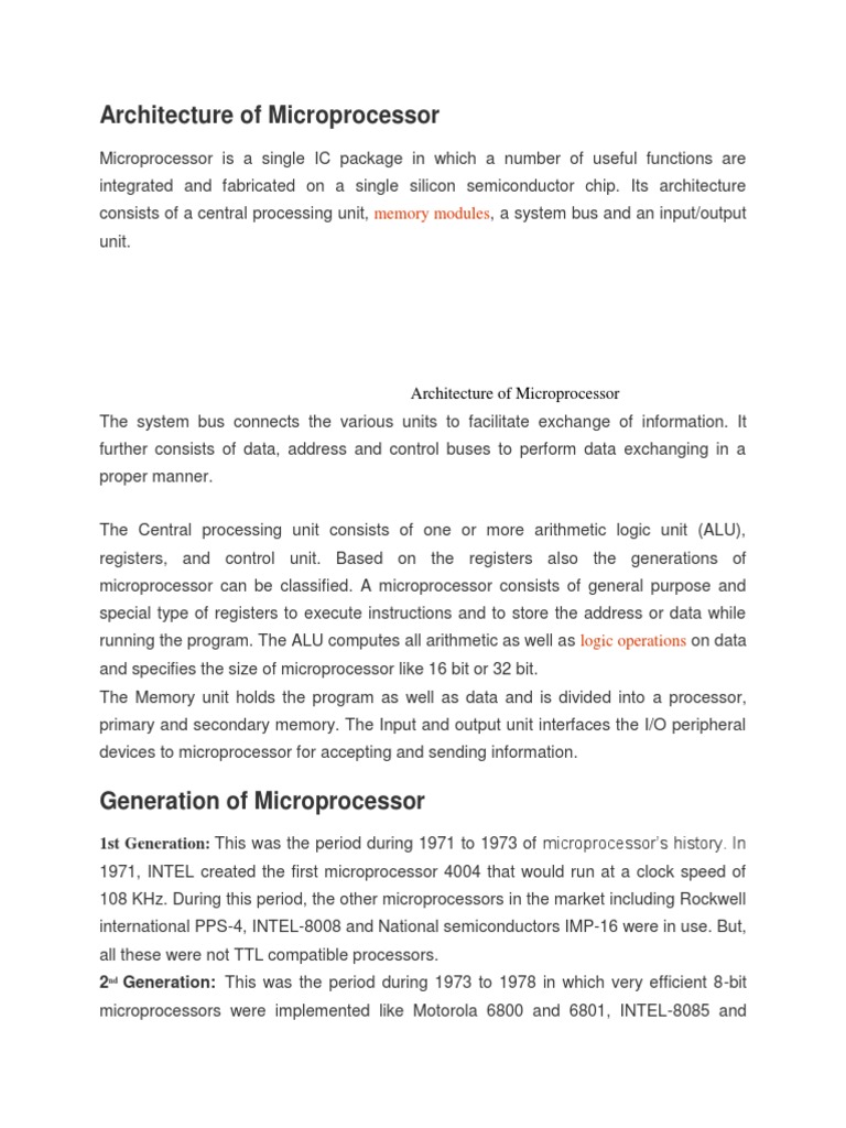 Architecture of Microprocessor | PDF | Microprocessor | Central Processing Unit