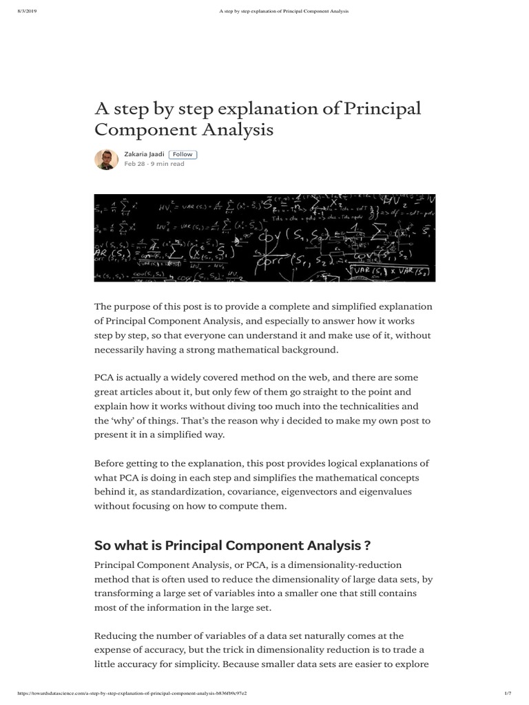 A Step by Step Explanation of Principal Component Analysis | Download Free PDF | Principal ...
