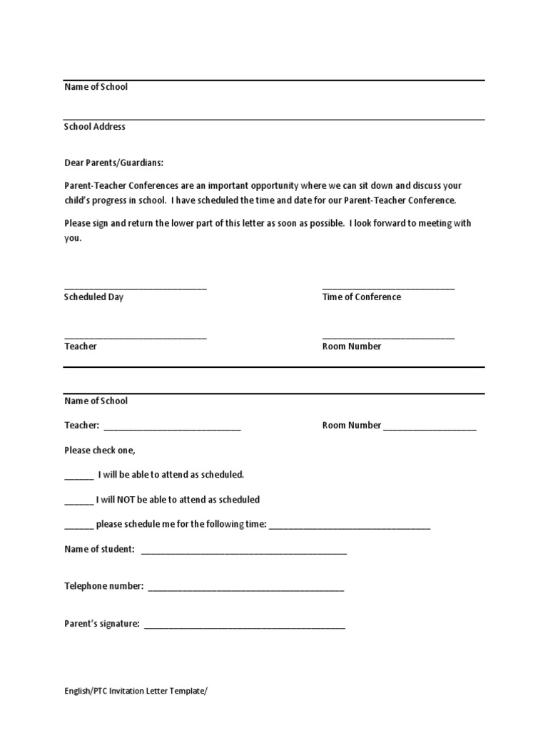 English/PTC Invitation Letter Template | PDF | Statistics Of Education ...