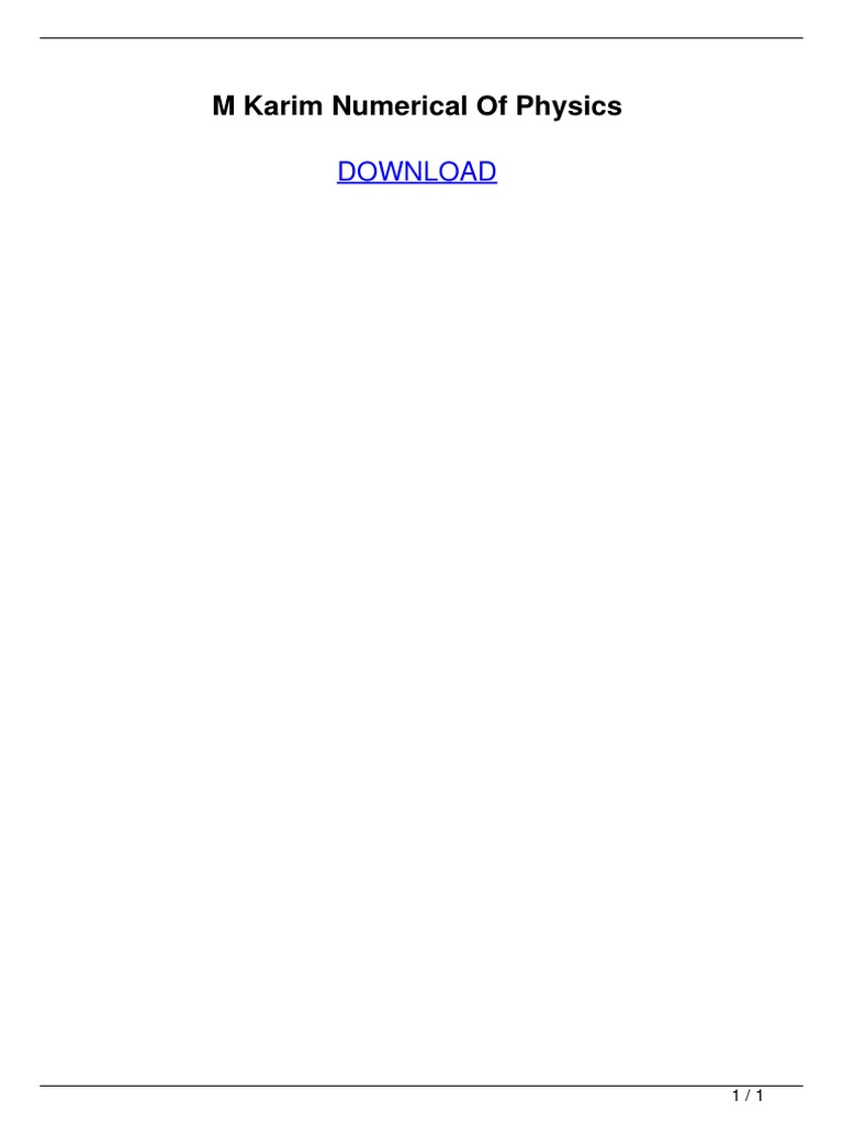 M Karim Numerical of Physics: Download | PDF