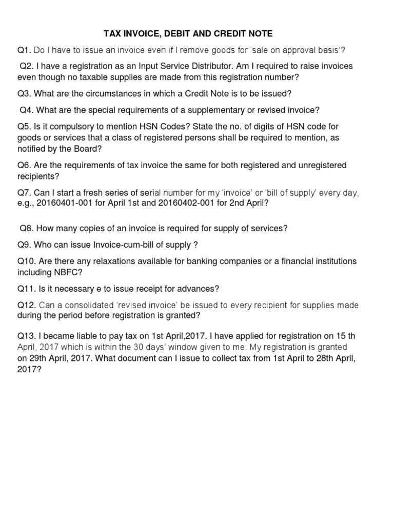 Tax Invoice, Debit and Credit Note | PDF | Invoice | Payments