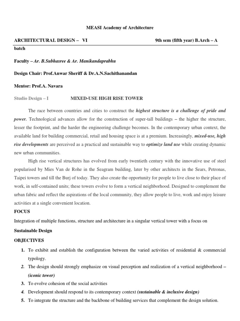 Mixed Use High Rise Tower | PDF | Architectural Design | Architecture