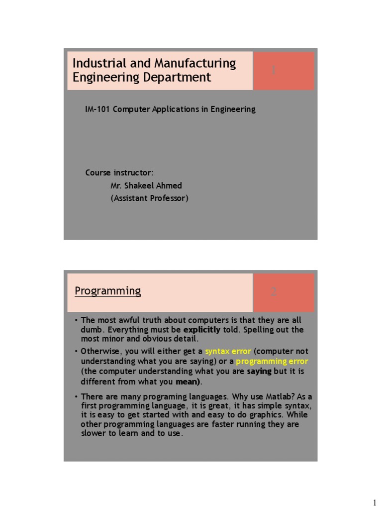 Industrial and Manufacturing Engineering Department: Programming | PDF ...