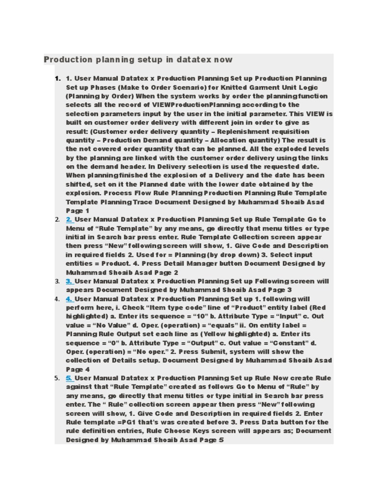 Production Planning Setup in Datatex Now | PDF | Menu (Computing ...