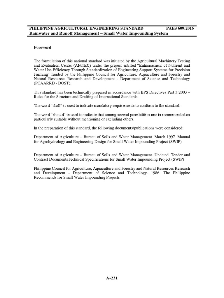 Small Water Impounding System Standards | PDF | Spillway | Dam