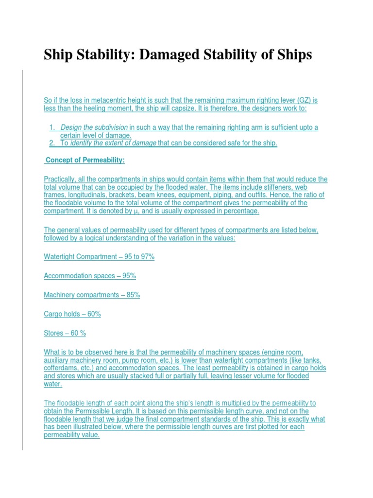 Floodable Length - Unit IV | PDF | Ships | Watercraft