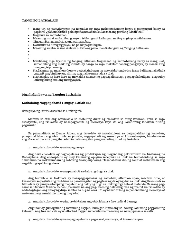 Tanging Lathalain | PDF