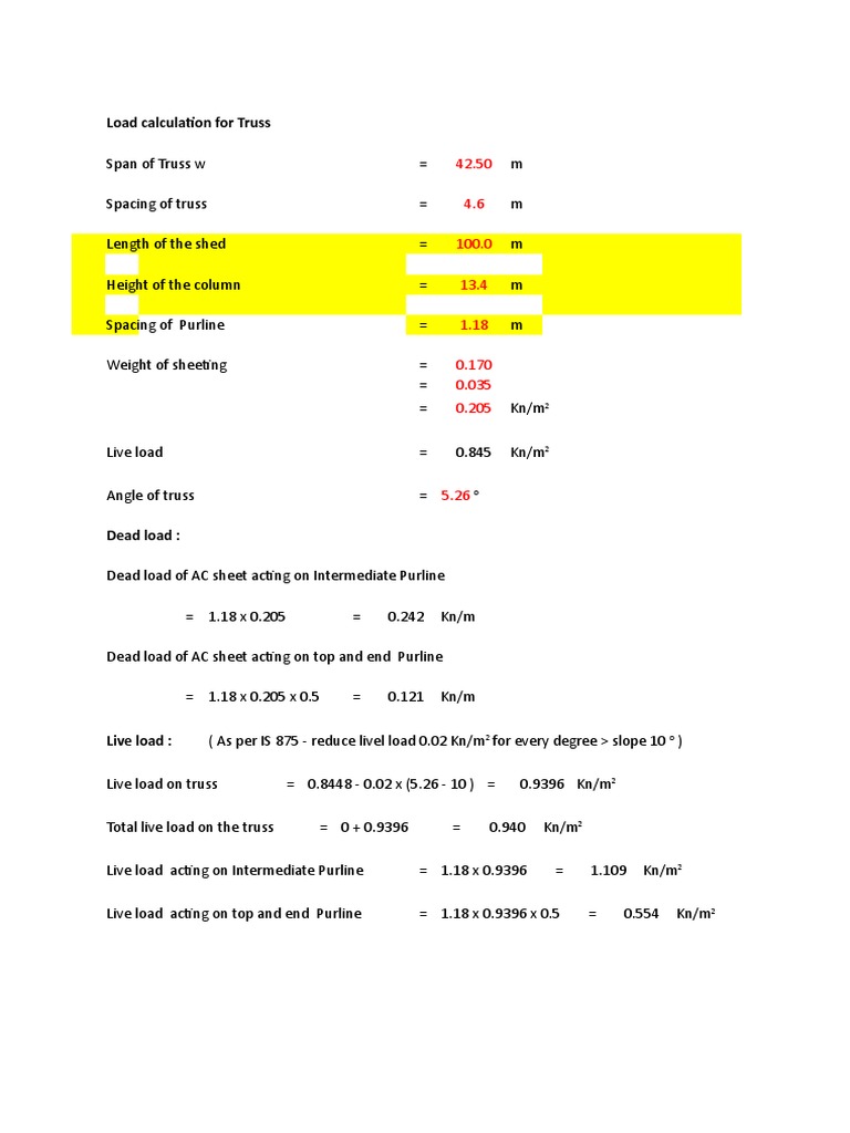 Load Calculation For Truss | PDF | Truss | Civil Engineering