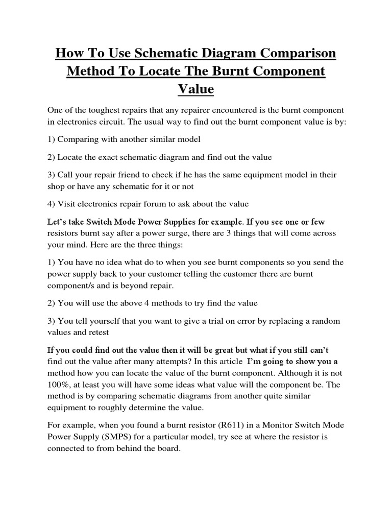 Schematic Comparison for Burnt Components | PDF | Resistor | Electronic ...