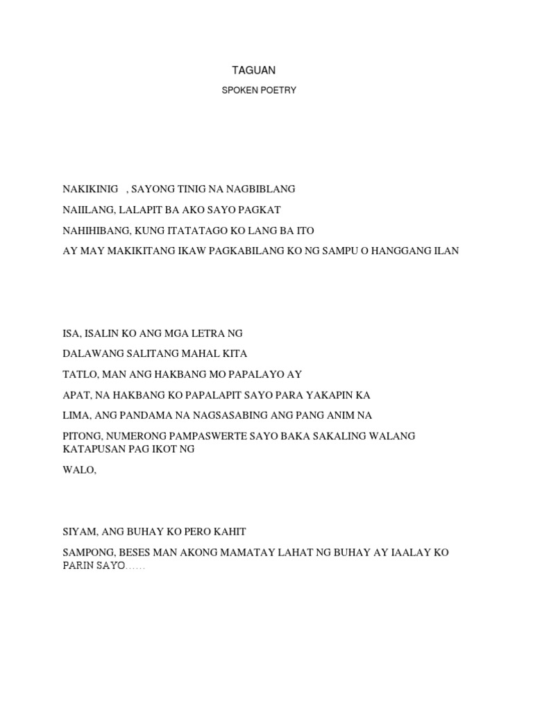 Taguan Spoken Poetry | PDF