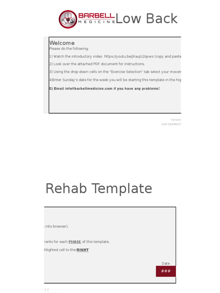Low Back Pain Template | PDF | Sports | Recreation