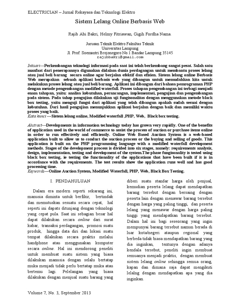 Sistem Lelang Online Berbasis Web | PDF