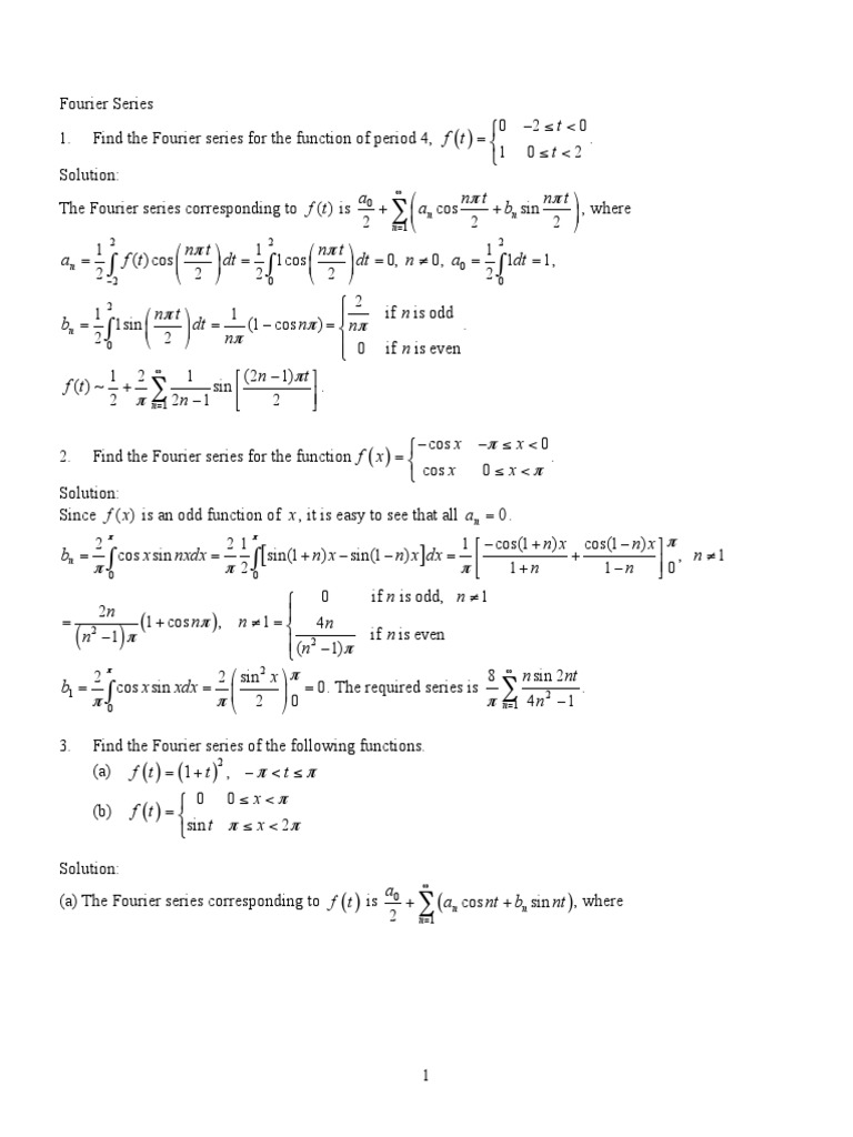 Fourier Series Fundamentals | PDF | Series (Mathematics) | Functions ...