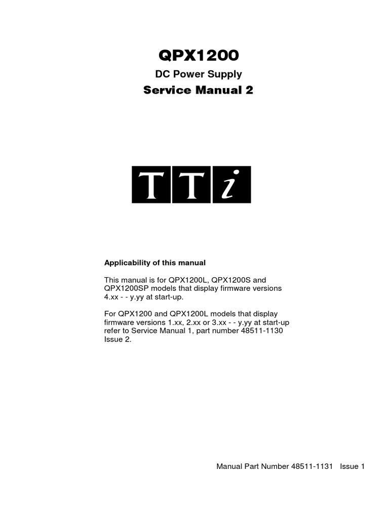 Tti Qpx1200 Service Manual - Version 2 - Full Version | PDF | Power ...