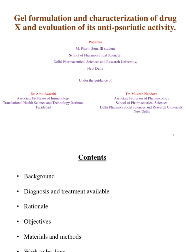 Gel Formulation of Drug X Drug and Evaluate Its Efficacy | PDF ...