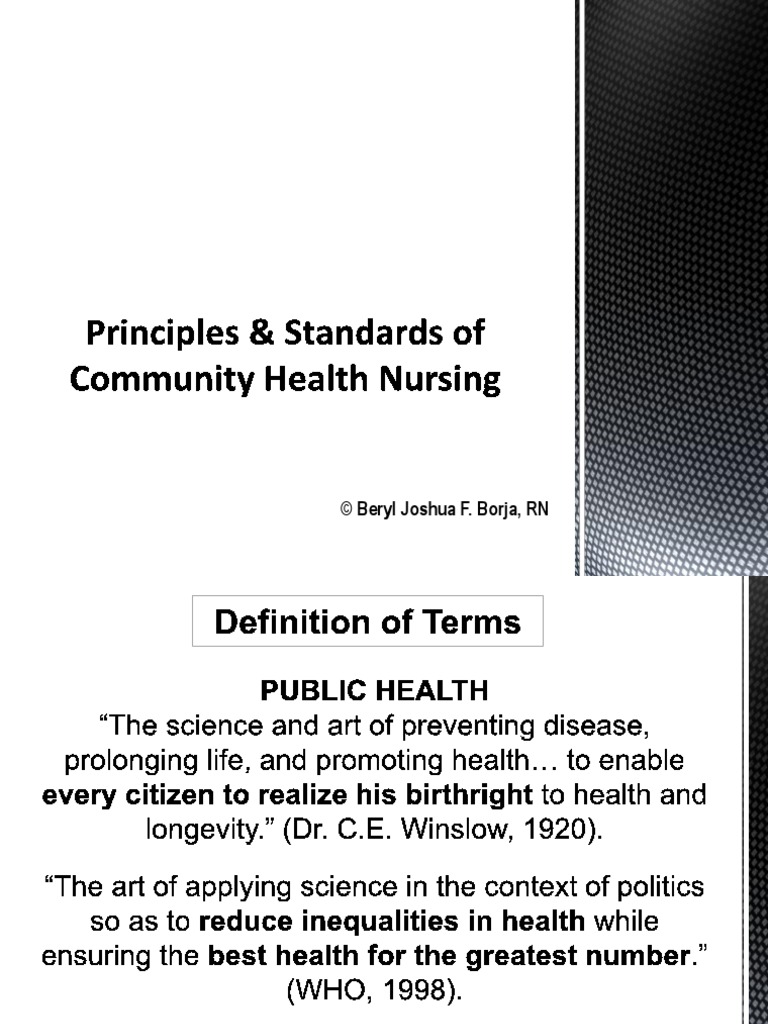 Principles & Standards of CHN | PDF