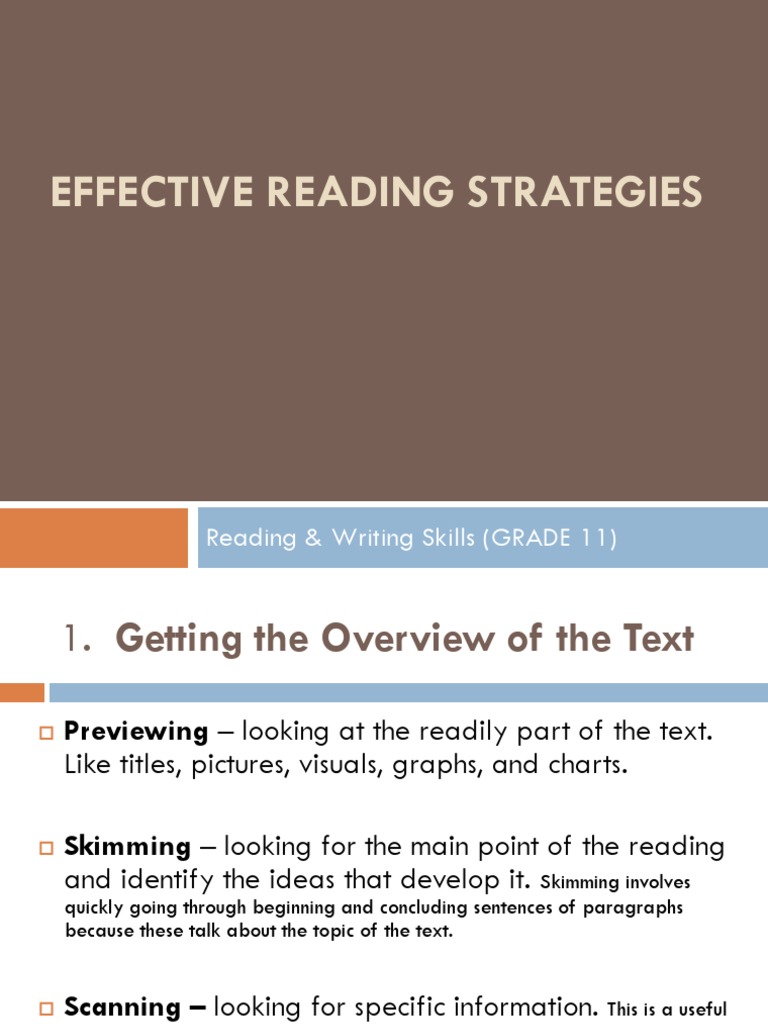 Effective Reading Strategies | PDF | Speed Reading | Connotation