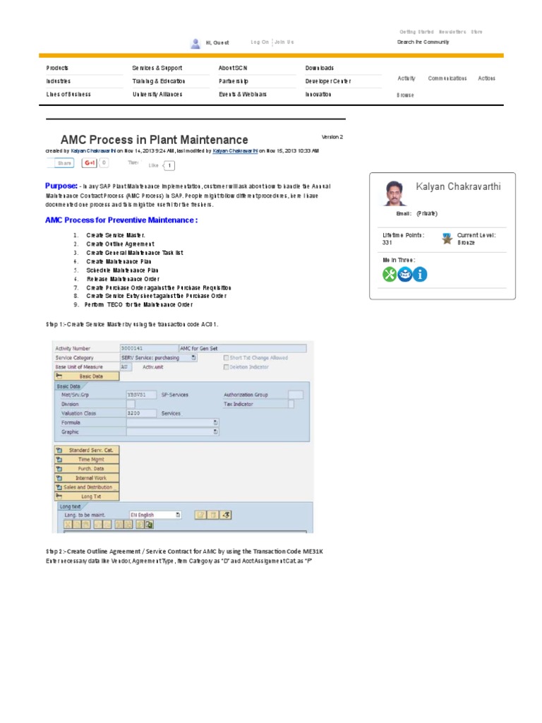 AMC Process in Plant Maintenance PDF | PDF | Sap Se | Information ...