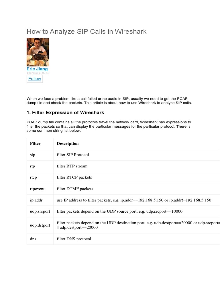 How To Analyze Sip Calls In Wireshark Pdf Session Initiation