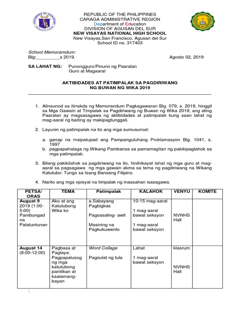 Buwan NG Wika Activity | PDF