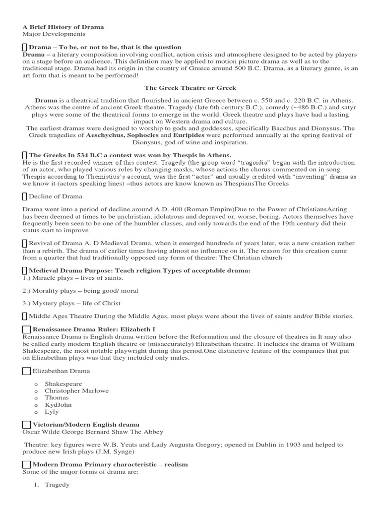 FINAL Handouts Drama | Download Free PDF | Tragedy | Theatre