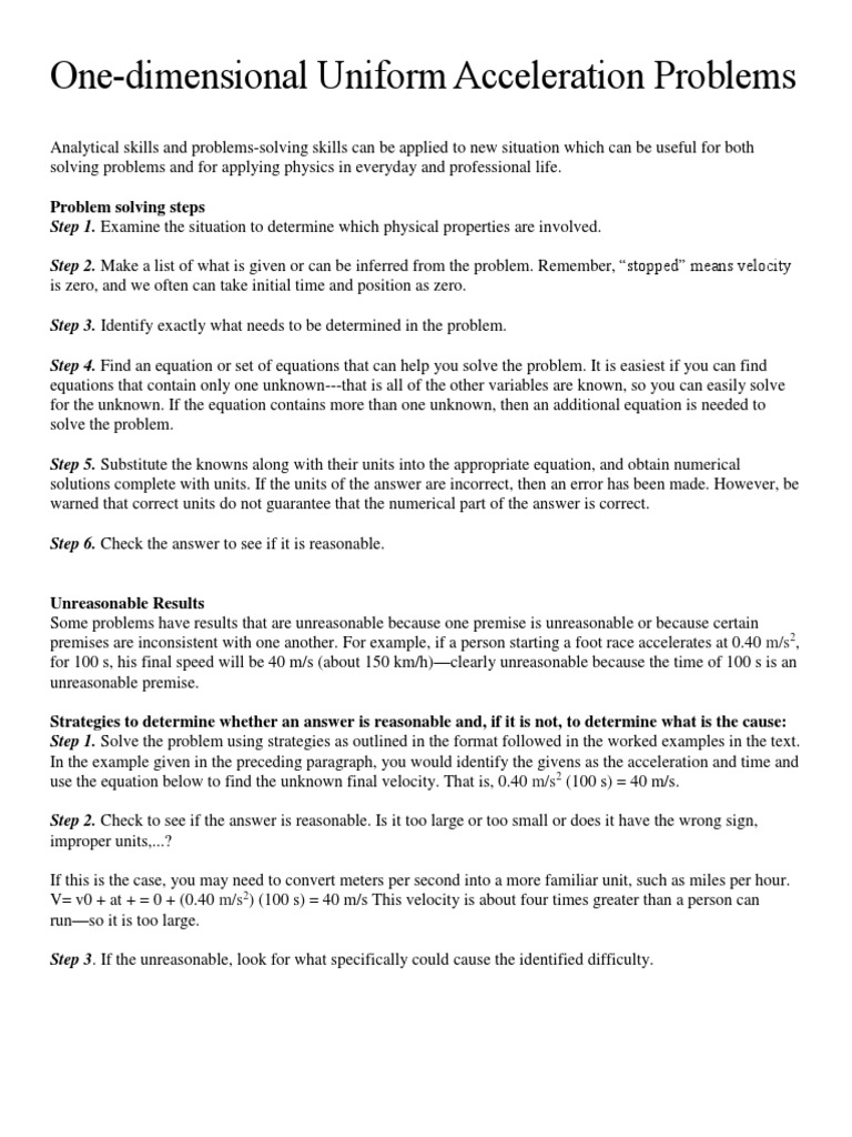 One-Dimensional Uniform Problem | PDF | Equations | Teaching Mathematics