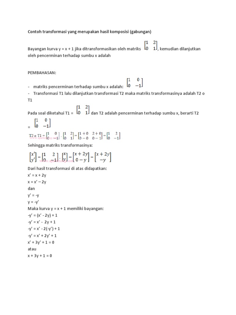 Contoh Transformasi Yang Merupakan Hasil Komposisi | PDF