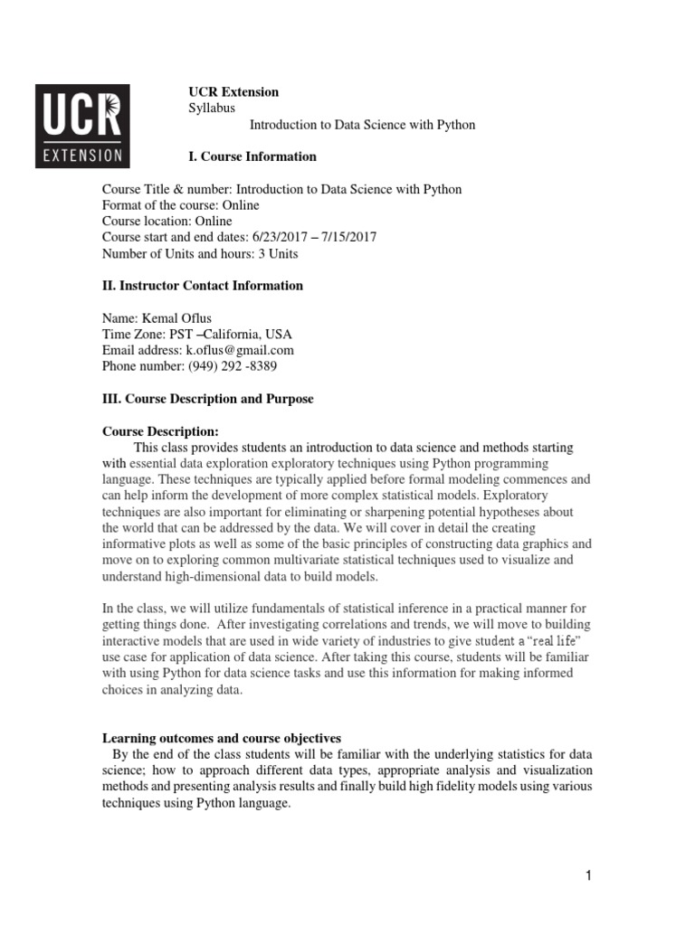UCR Syllabus | PDF | Internet Forum | Statistics