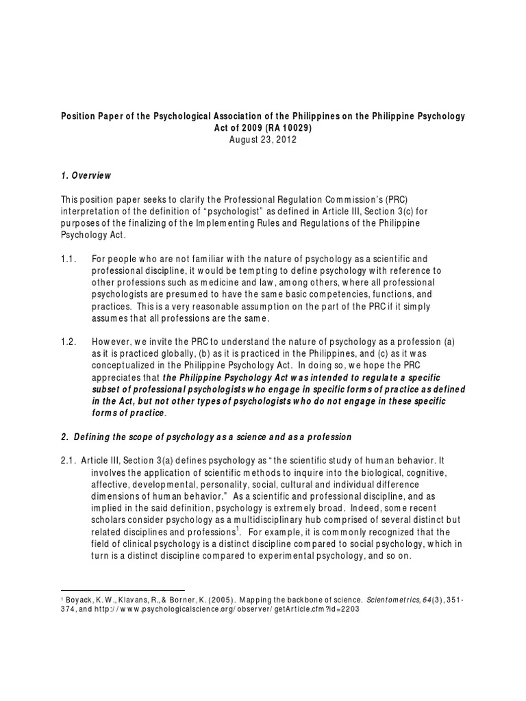 Philippine Psychology Act Overview | PDF | Clinical Psychology ...