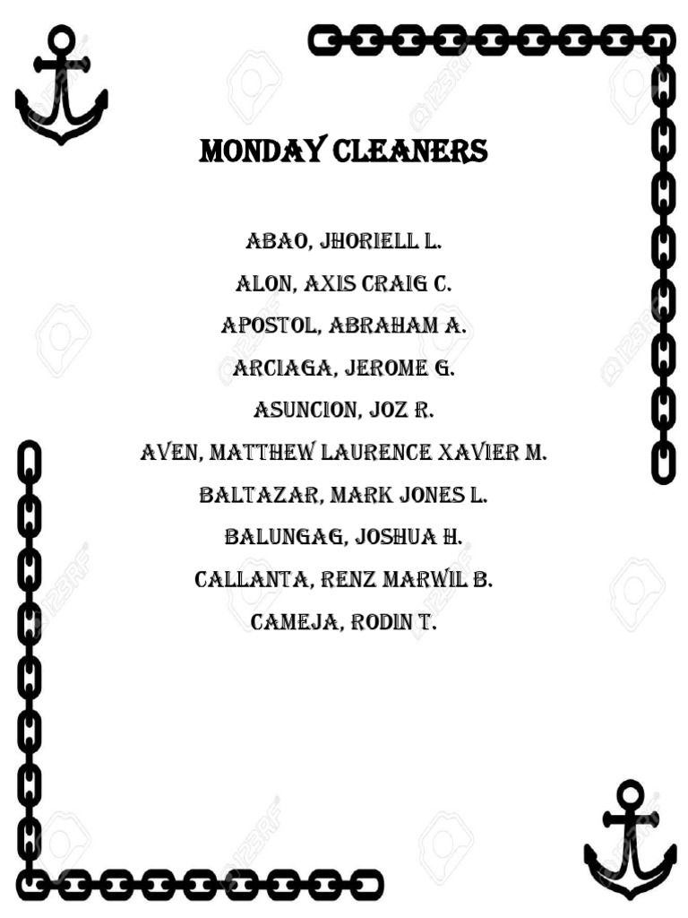 Monday to Friday Cleaners | PDF