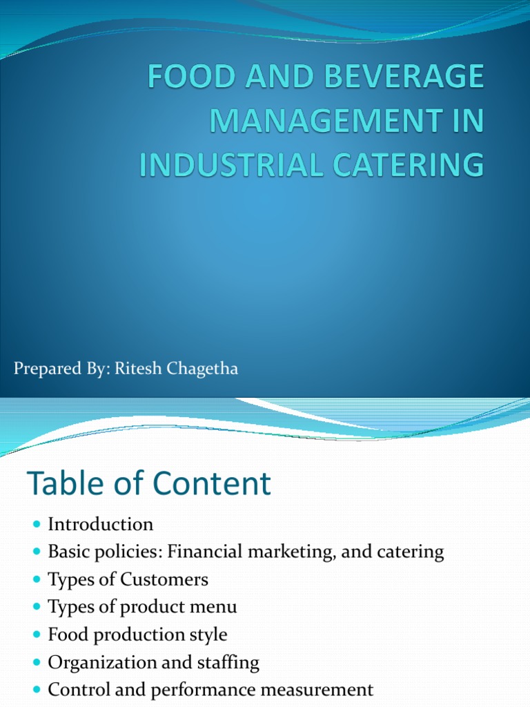 Chapter 5 Food and Beverage Management in Industrial Catering | PDF ...