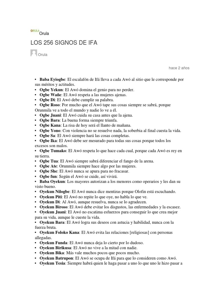 Los 256 Signos de Ifa: Orula | Descargar gratis PDF | Religión étnica ...