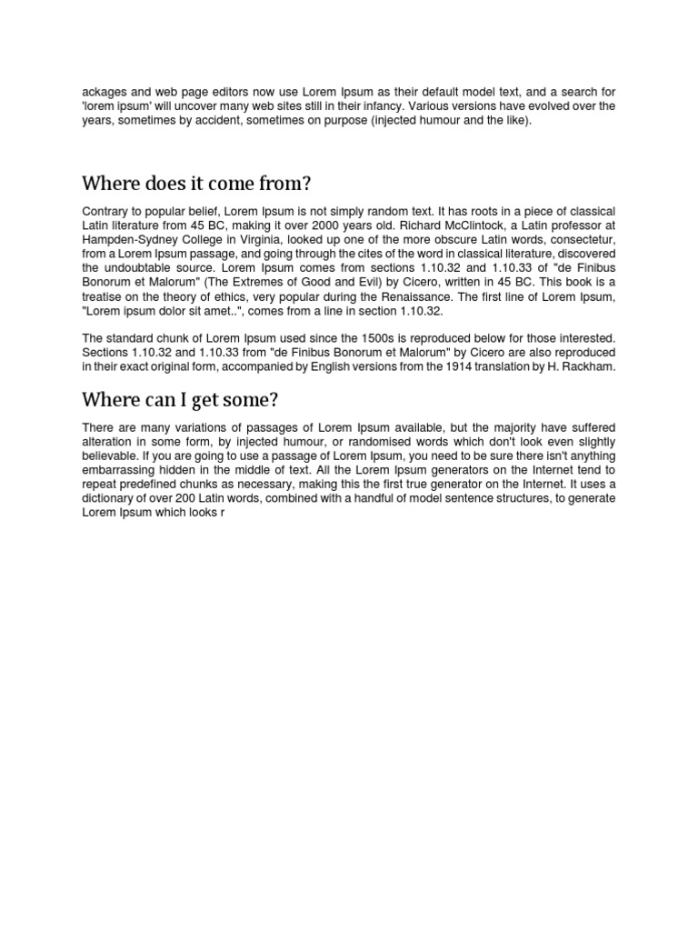 Origins and Uses of Lorem Ipsum | PDF