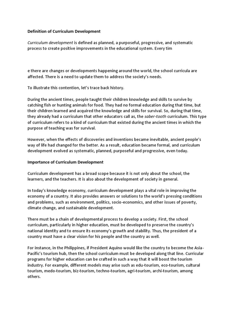 Notes in Curriculum Development | PDF | Curriculum | Teachers