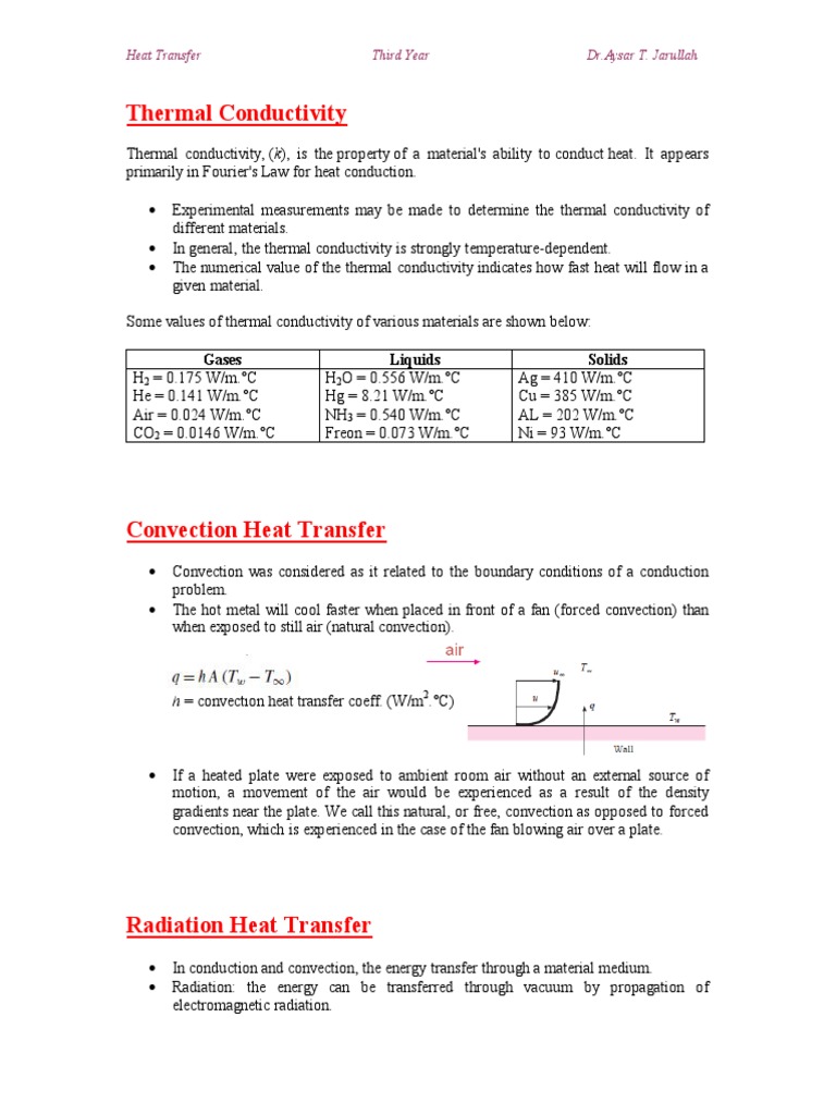 Thermal Conductivity: Gases Liquids Solids | PDF | Heat Transfer ...