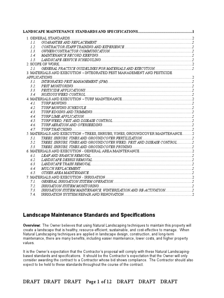 Landscape Maintenance Standards | PDF | Lawn | Pesticide