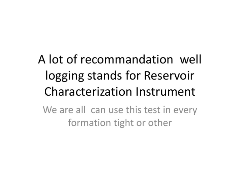 RCI Logging for Reservoir Characterization | PDF