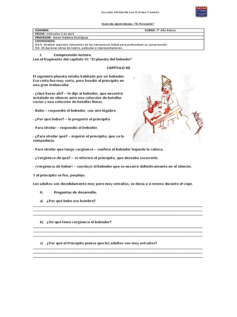Guía El Principito 7° | PDF | El Principito | Bebidas