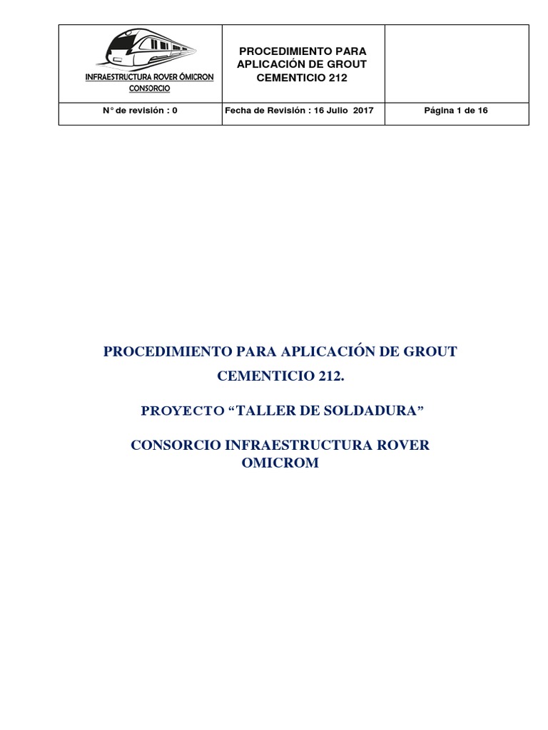 Procedimiento Sika Grout 212 | PDF | Hormigón | Agua