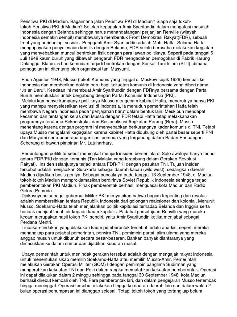Pemberontakan PKI di Madiun 1948 | PDF
