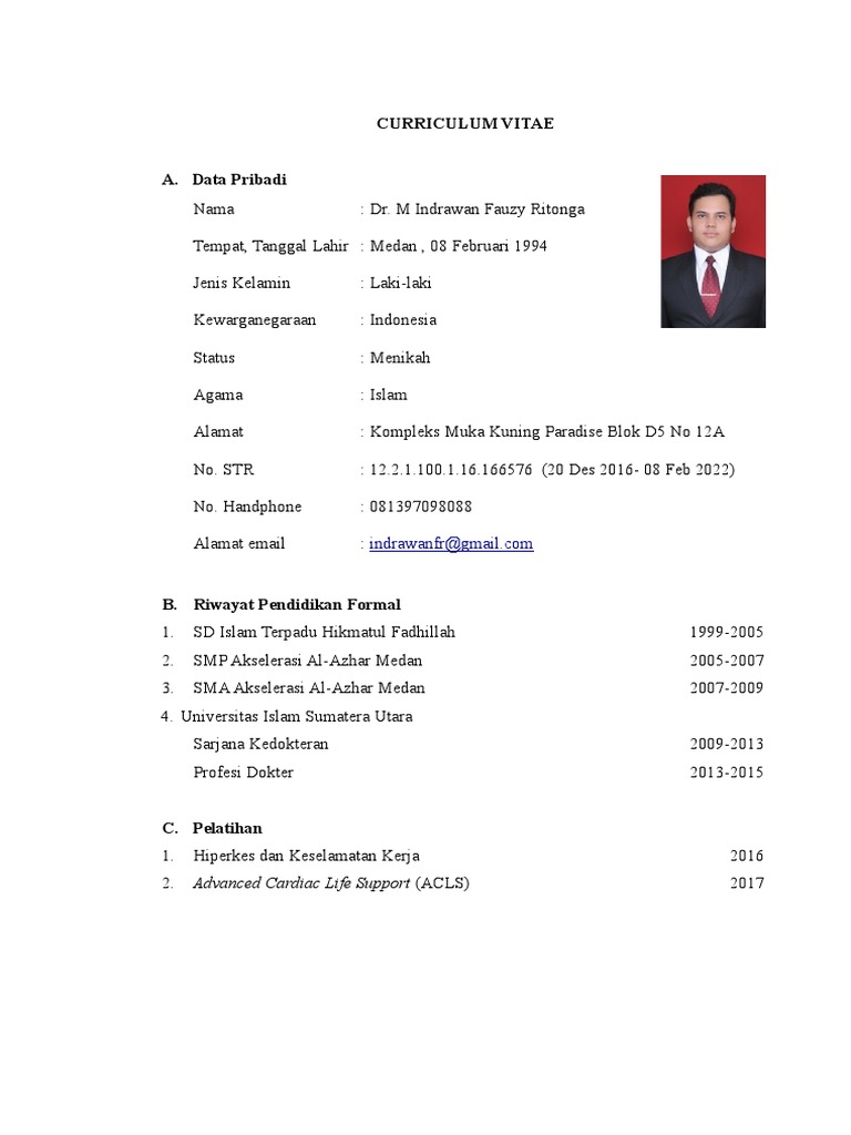 CV Dr. M Indrawan Fauzy R Dok | PDF