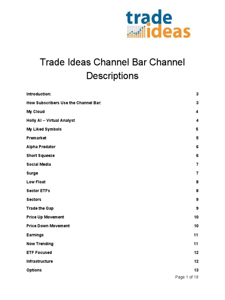 Channel Bar Descriptions | PDF | Financial Markets | Financial Economics
