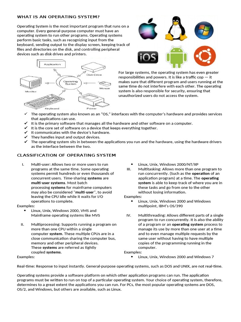 Operating Systems Classification | PDF | Operating System | Computing ...