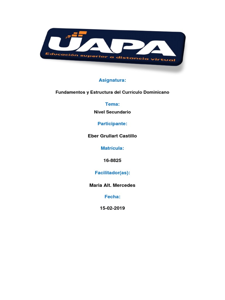 Fundamentos y Estructura Del Currículo Dominicano - Nivel Secundario ...