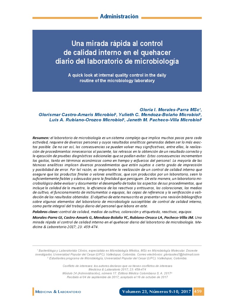 Resumen Control de Calidad Lab Microbiologia | PDF | Laboratorios | Science