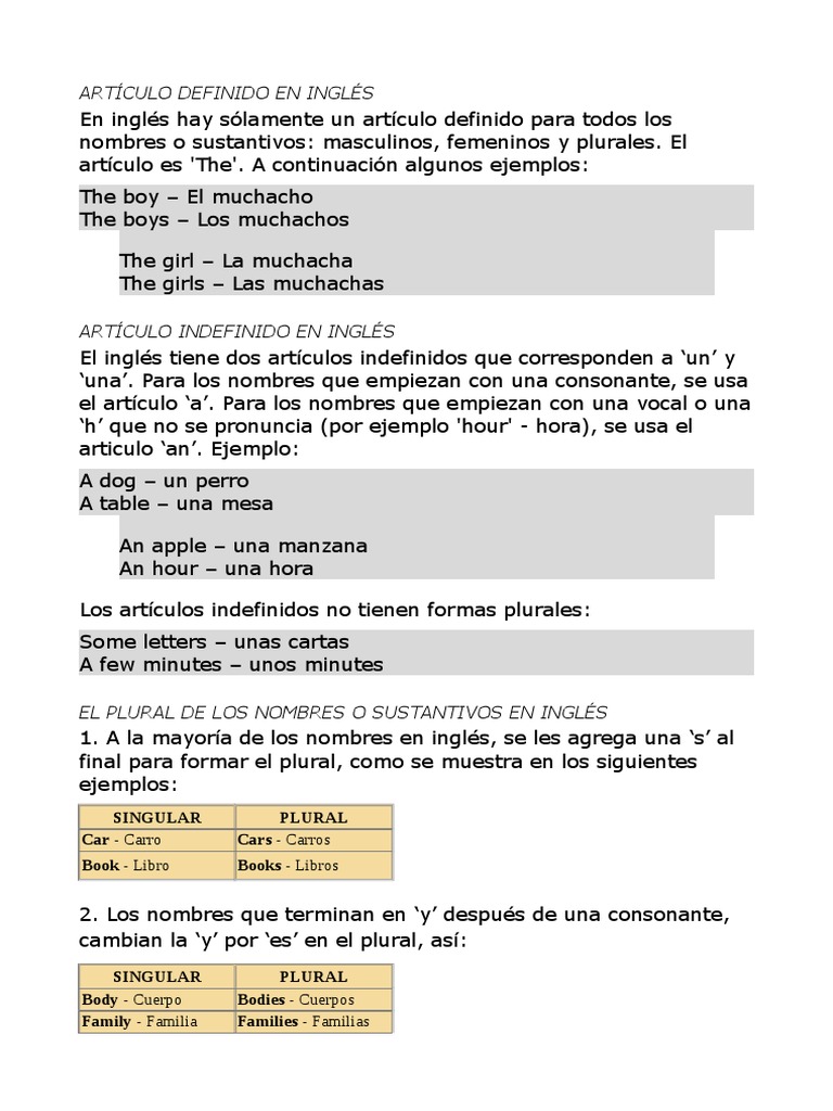 Ingles - Separata 1 | PDF