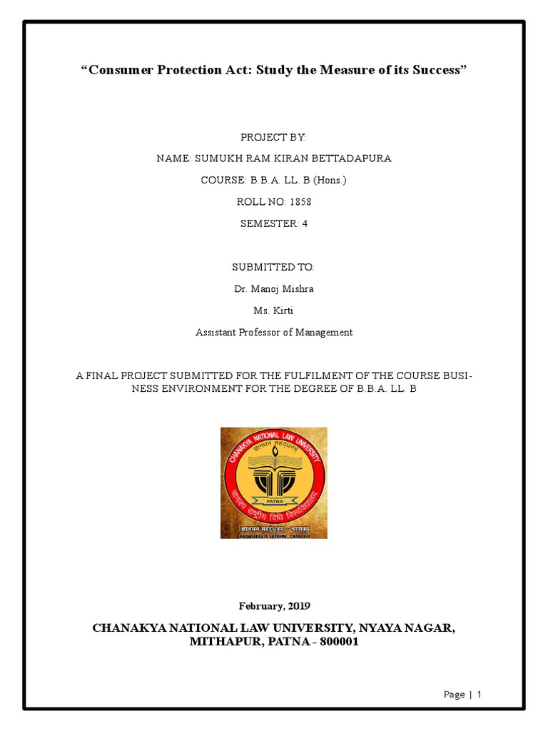 Business Environment Project On Consumer Protection Act | PDF | Good ...