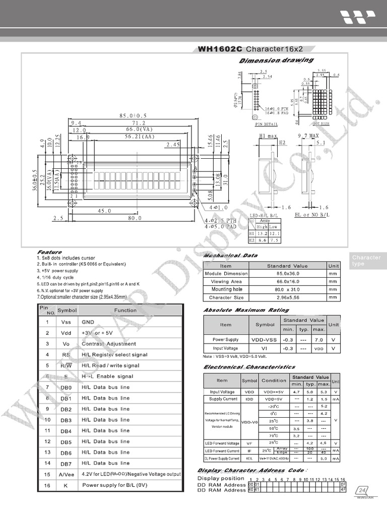 WH1602C PDF | PDF