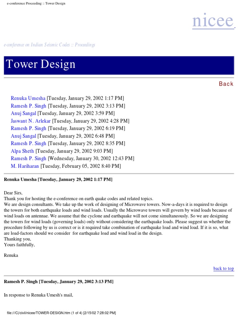Tower Design | PDF | Earthquake Engineering | Earthquakes