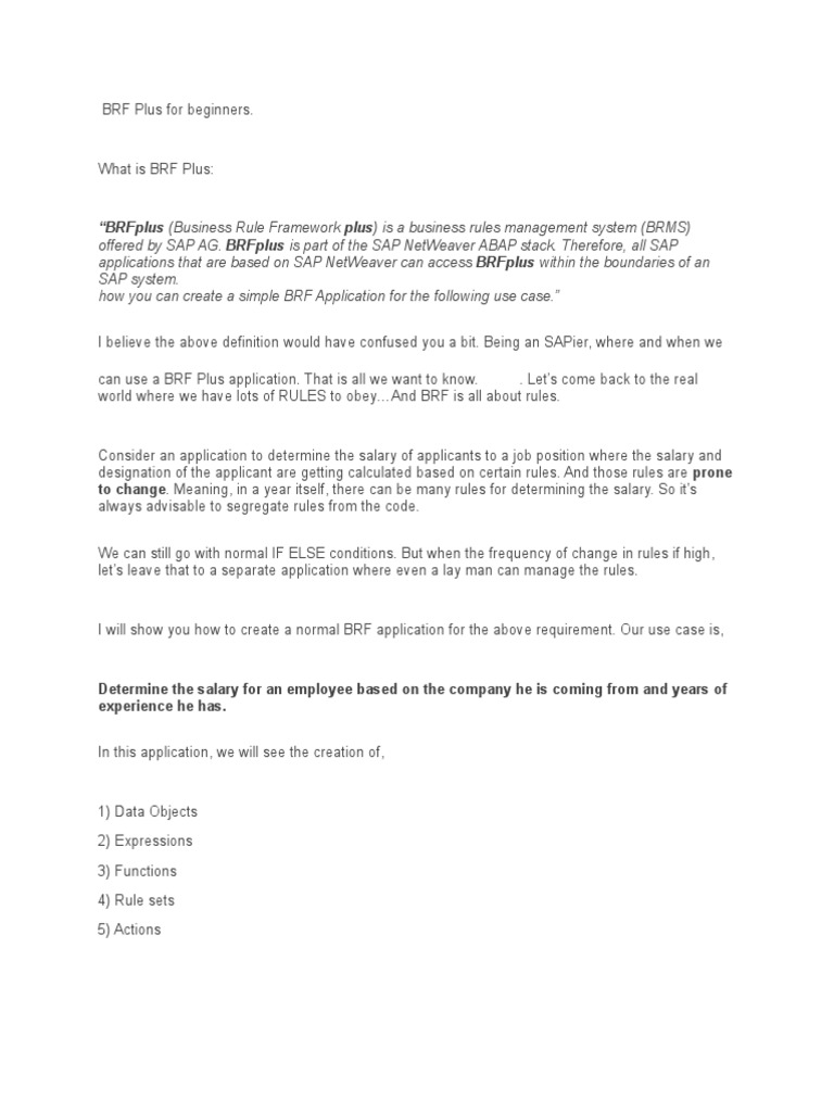 Brf Plus For Beginners Pdf Data Management Computer Data